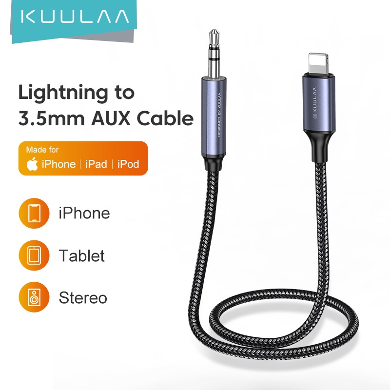 KUULAA 8 Pin To 3.5mm Jack Aux Cable Lighting Headphone Adapter Audio ...