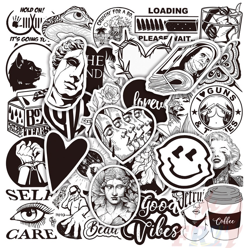 Classical Black & White POP Art Series 01 Stickers 50Pcs/Set DIY ...