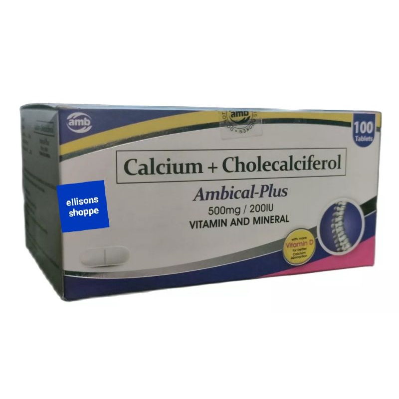 Ambical-Plus Calcium + Cholecalciferol 500mg/200iu 100 Tablets | Shopee ...