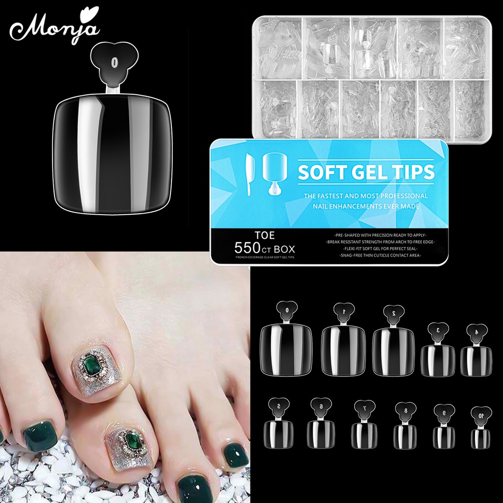 Monja 550Pcs Artificial Nail False Toe Nails Full Cover Matte Clear ...
