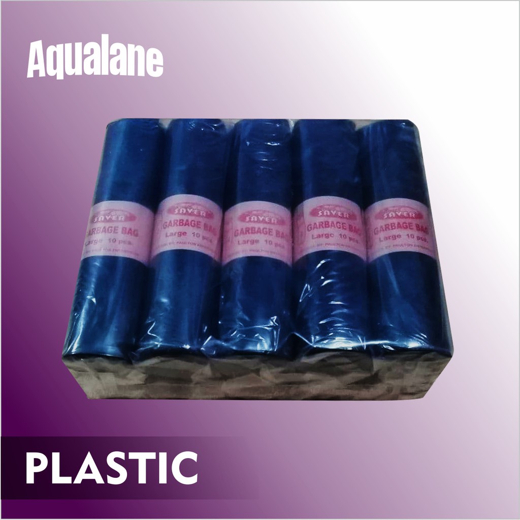 Black Plastic Trash Bag LARGE 10 ROLLS (10 pcs per roll) | Shopee ...