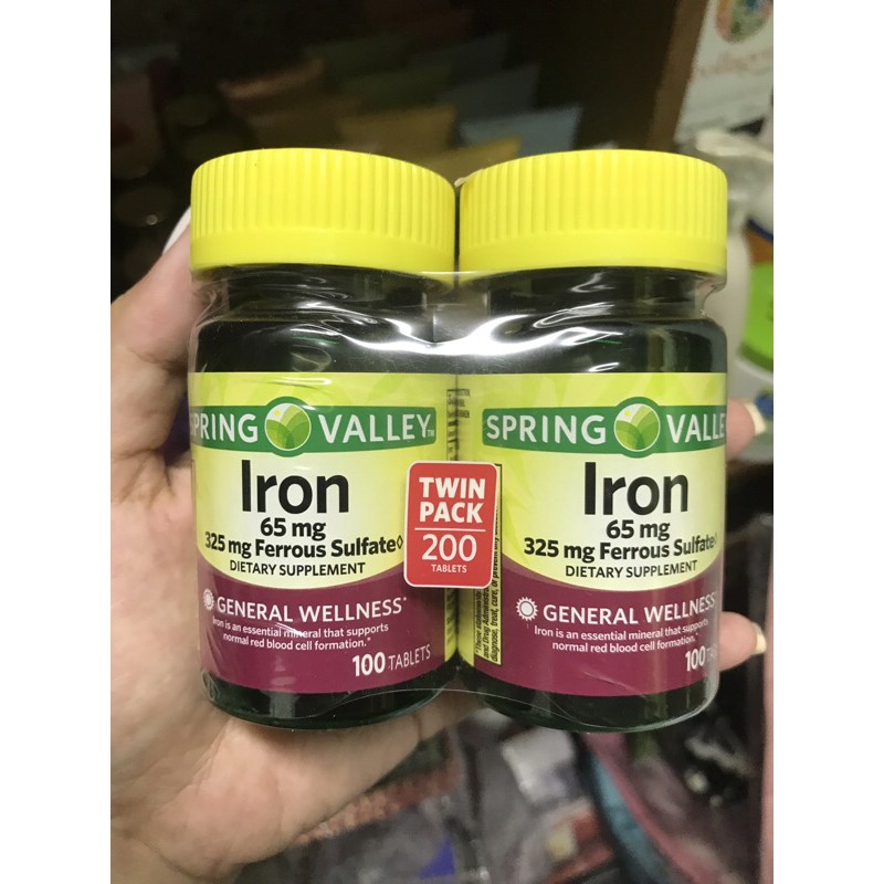 Spring Valley Iron Tablets, 65 mg, 100 Count, 2 Pack | Shopee Philippines