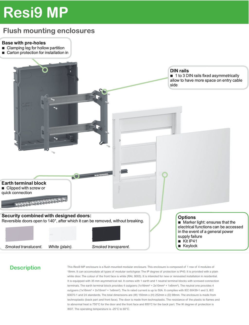 Schneider Enclosure Resi9 MP Flush Mounting 1 Row Of 4 Modules IP40 ...