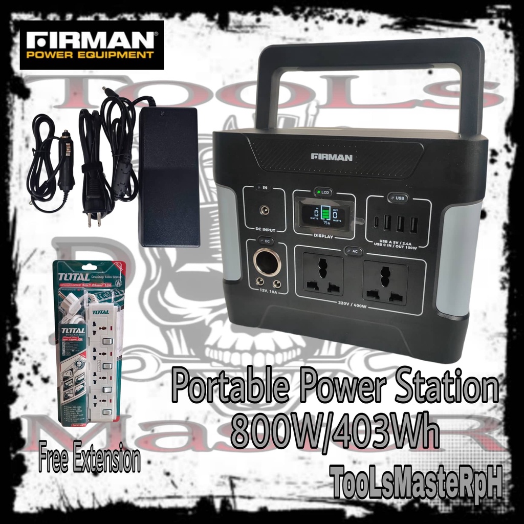 FIRMAN 800W/403Wh Portable Power Station PPS400 FREE Extension | Shopee ...