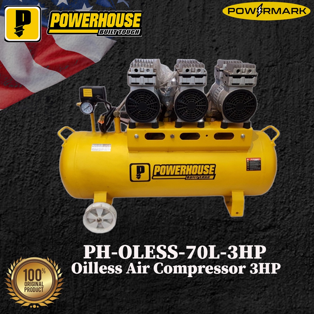 POWERHOUSE PH-OLESS-70L-3HP Oilless Air Compressor 3HP [POWERMARK | PPT ...