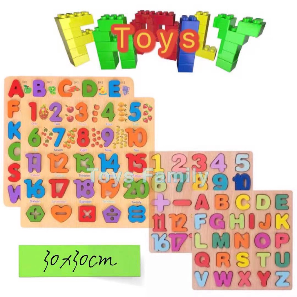 Wooden Alphabet and Number Puzzle Board Jigsaw Puzzle Montessori Wooden ...