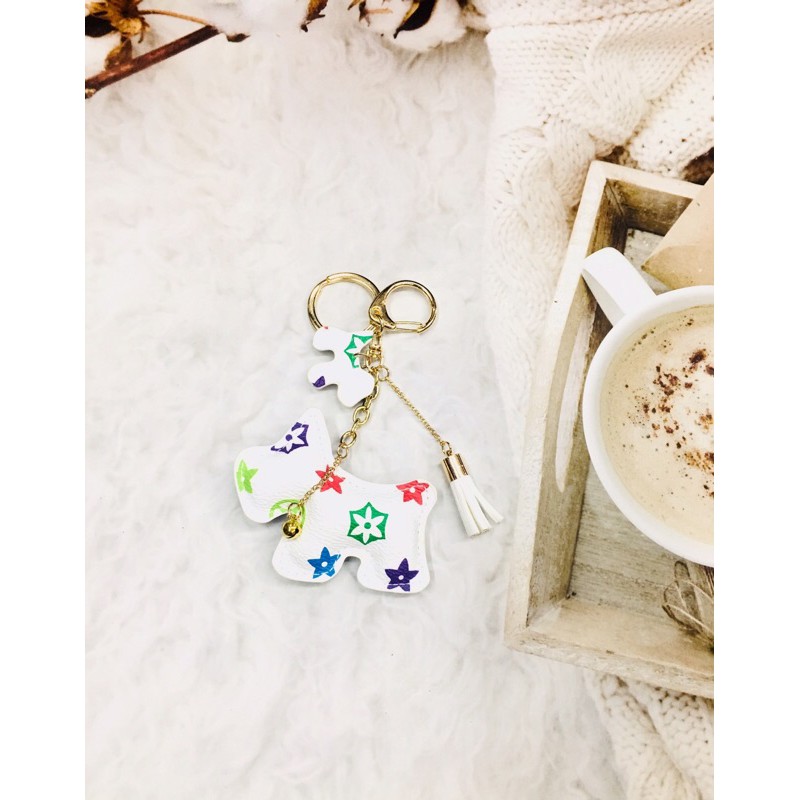 LV Dog keychain louis vuitton korea style chekered leather chain ...