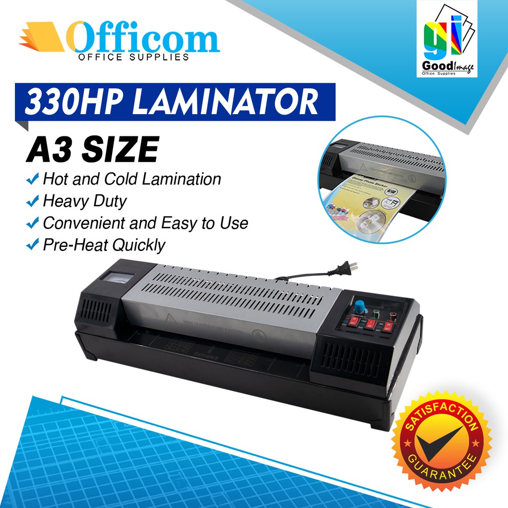 A3 Laminator Machine Hot Cold Reverse 220v 330hp Black Officom