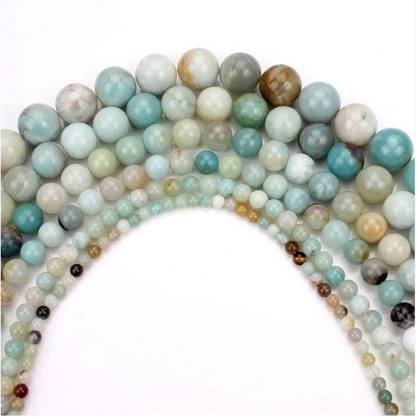 Natural Stone Aqua Amazonite Round Loose Beads 15" Strand Pick Size For ...