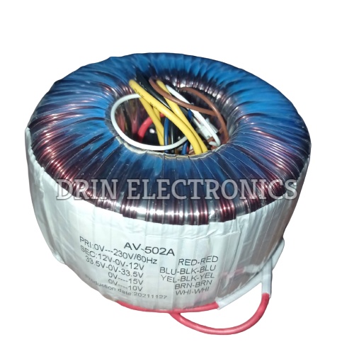 AV-502A / T502 TOROIDAL TRANSFORMER 33.5-0-33.5 / 12-0-12 /0-10/0-15-VAC 200 WATTS | Shopee ...