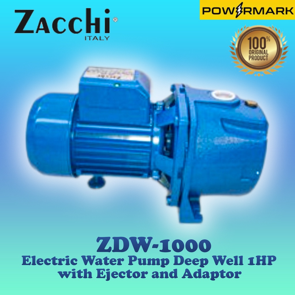 ZACCHI ZDW-1000 Electric Water Pump Deep Well 1HP with Ejector and ...