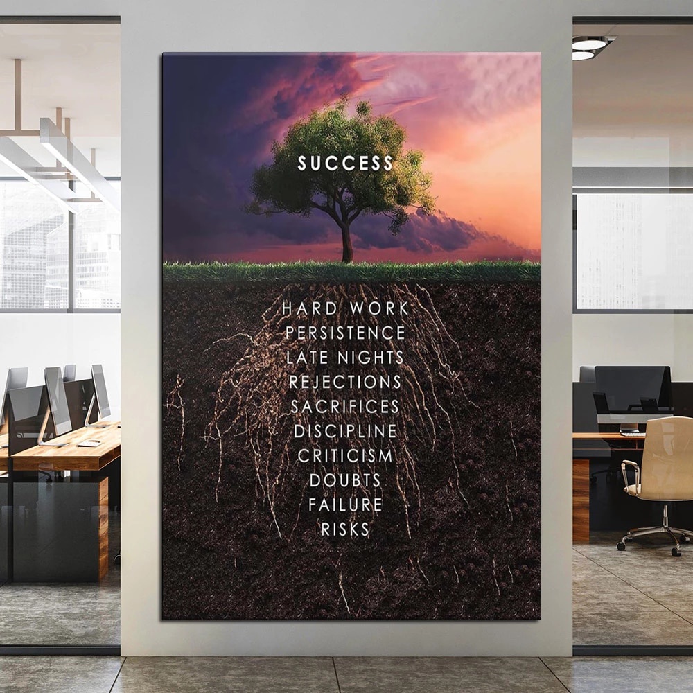 Mindset Tree Success Inspirational Quotes Canvas Painting Cuadros ...