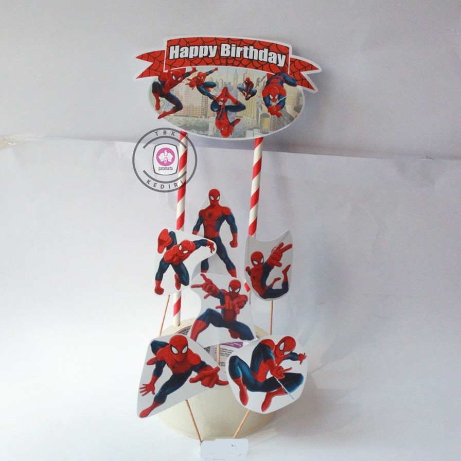 BIRTHDAY SPIDERMAN CAKE TOPPER 1 SET CONTAINS 6PCS / CAKE TOPPER ...