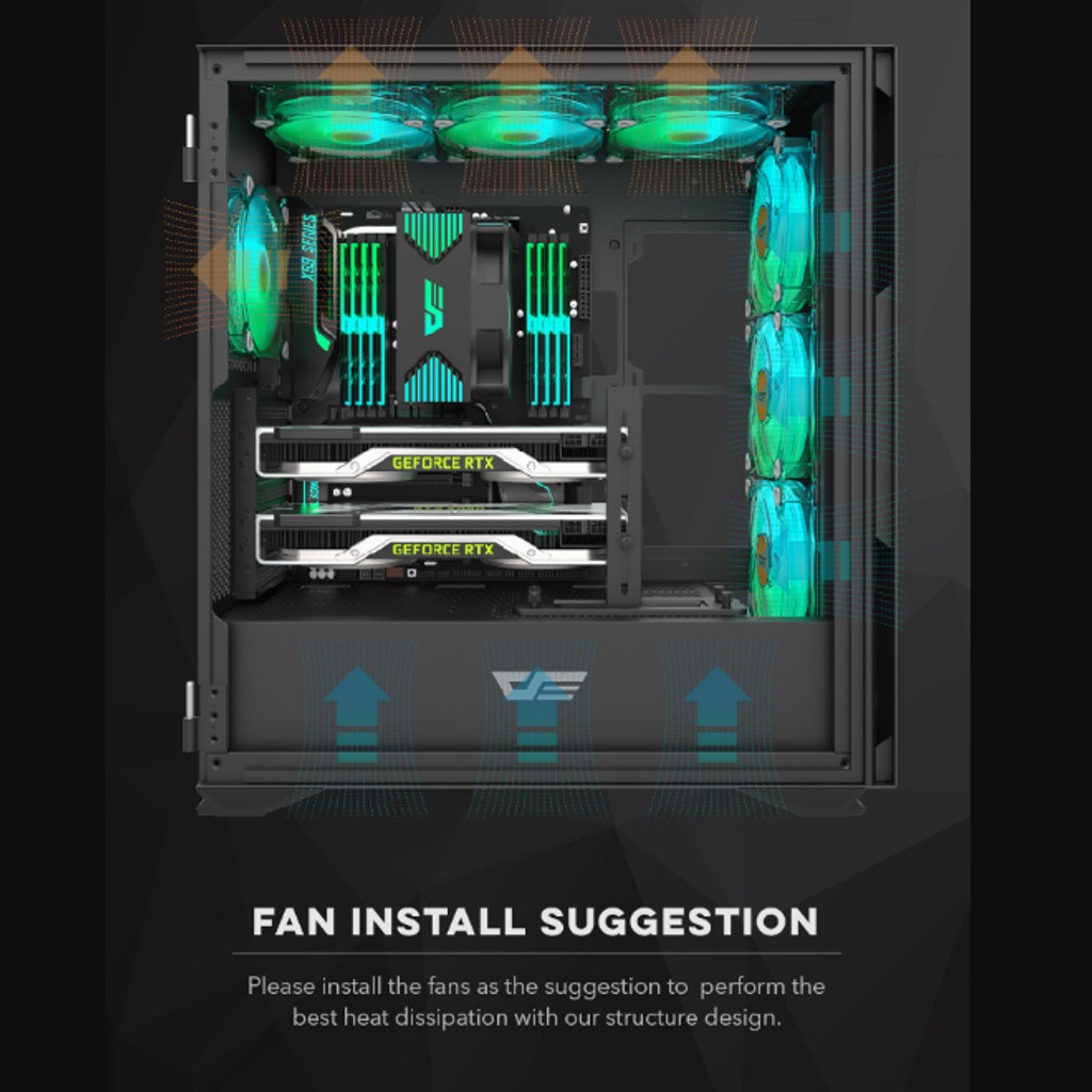 darkFlash DLX22 White LUXURY ATX PC CASE inculuded horizontal graphics ...