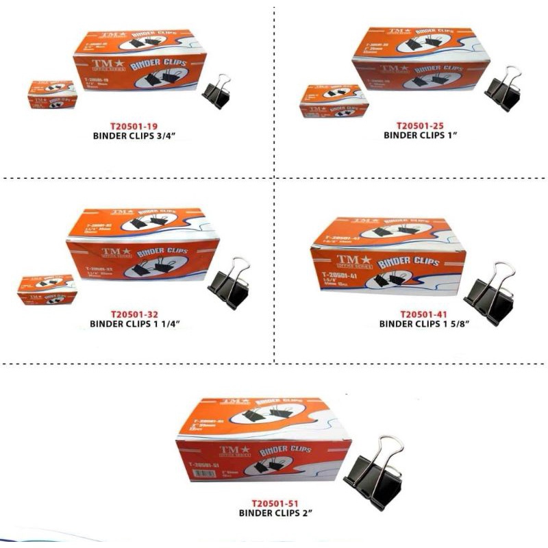 (12pcs) TM Stationery Binder Clip Black All Size | Shopee Philippines