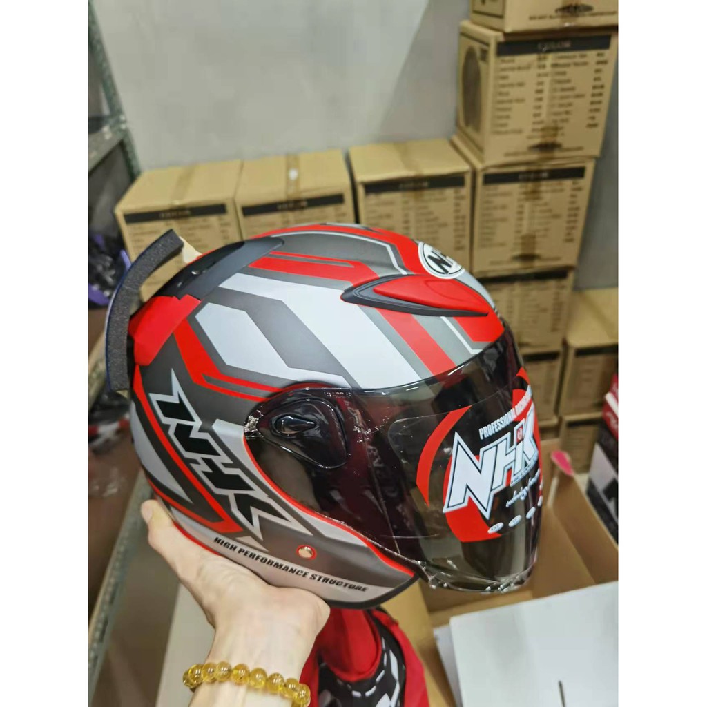 NHk HALF Helmet R6 100% Original Open Face Single Visor | Shopee ...