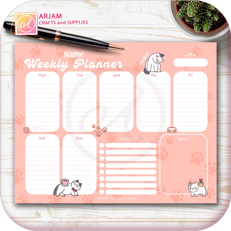 WP04 52 Sheets Personalized Weekly Planner 04 | Catlover's Planner ...
