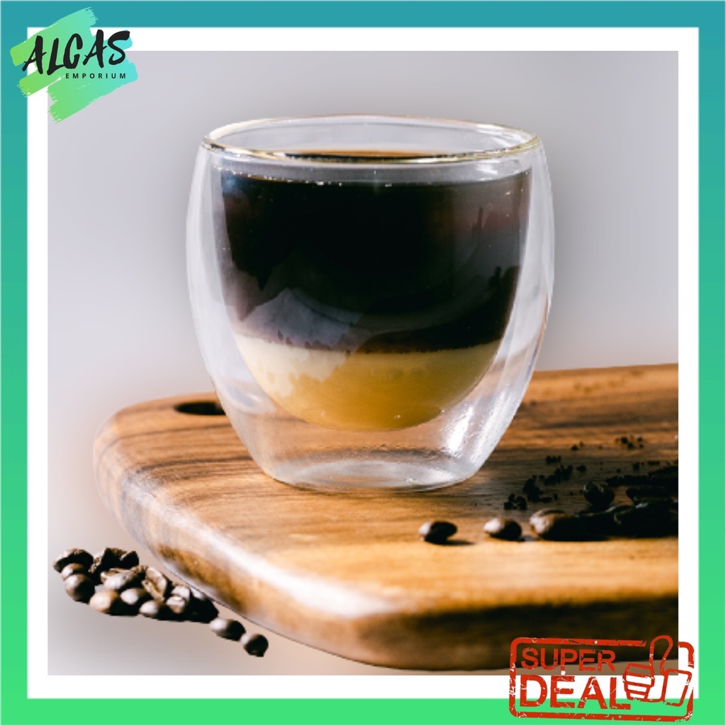 ALCAS Classy Coffee Cup Double Walled Glass No handle 250ml | Shopee ...