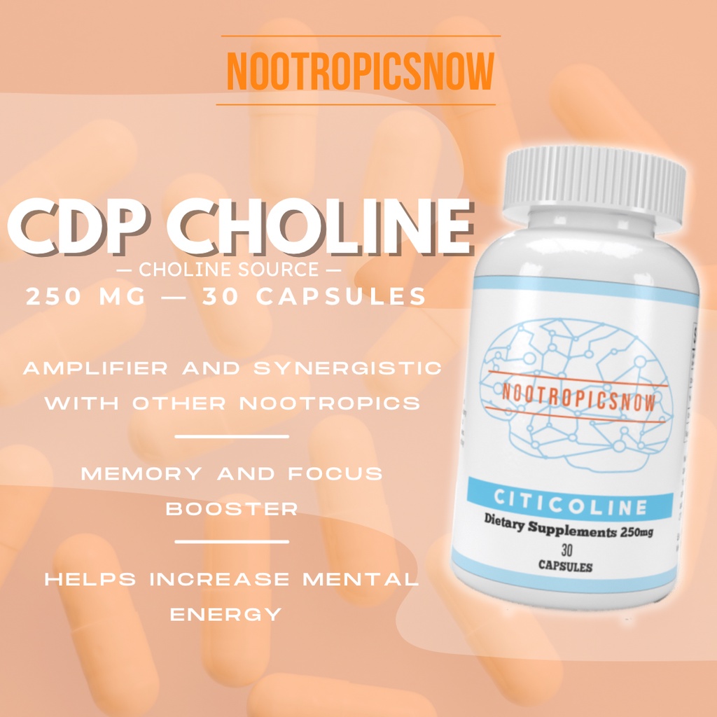 CDP Choline 250mg (30 capsules, 30 servings) Nootropic Brain Support ...