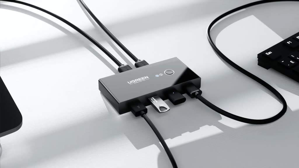 UGREEN USB KVM Switch USB 3.0 2.0 Switcher KVM Switch for Windows10 PC Keyboard Mouse Printer 2 ...