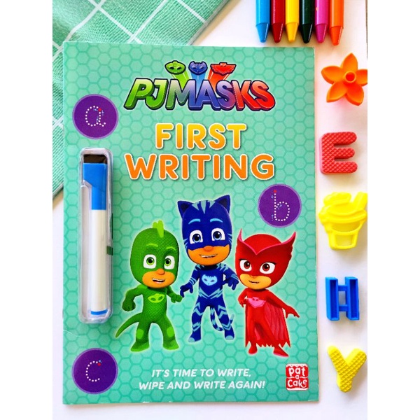 Nickelodeon PJ Mask wipe clean activity book. Starting to write, first ...