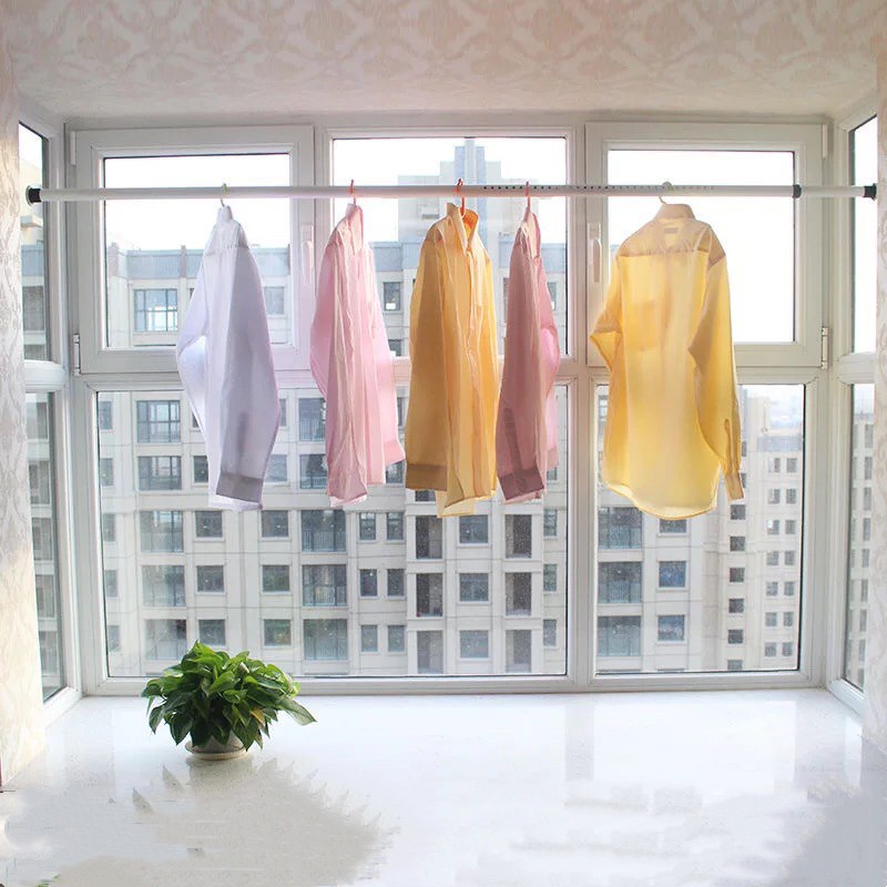 Adjustable Curtain Rod Bathroom Bar Hanging Pole Tension Rod Drying ...