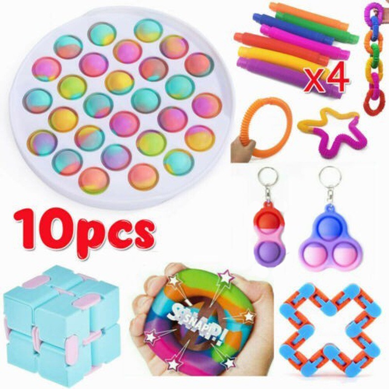 10PCS Fidget Toys Set Sensory Tools Bundle Stress Relief Hand Kids ...