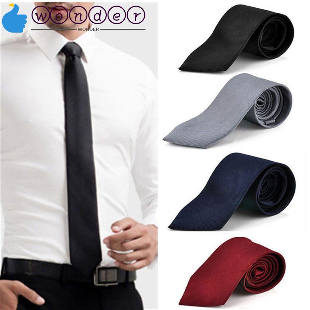 WONDERFUL Casual Necktie Slim Silk Tie Plain Fashion Neck Solid Skinny ...