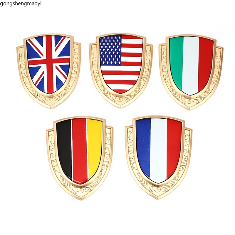 3D Metal Car Sticker Italy France Germany England Flag Emblem Badge ...