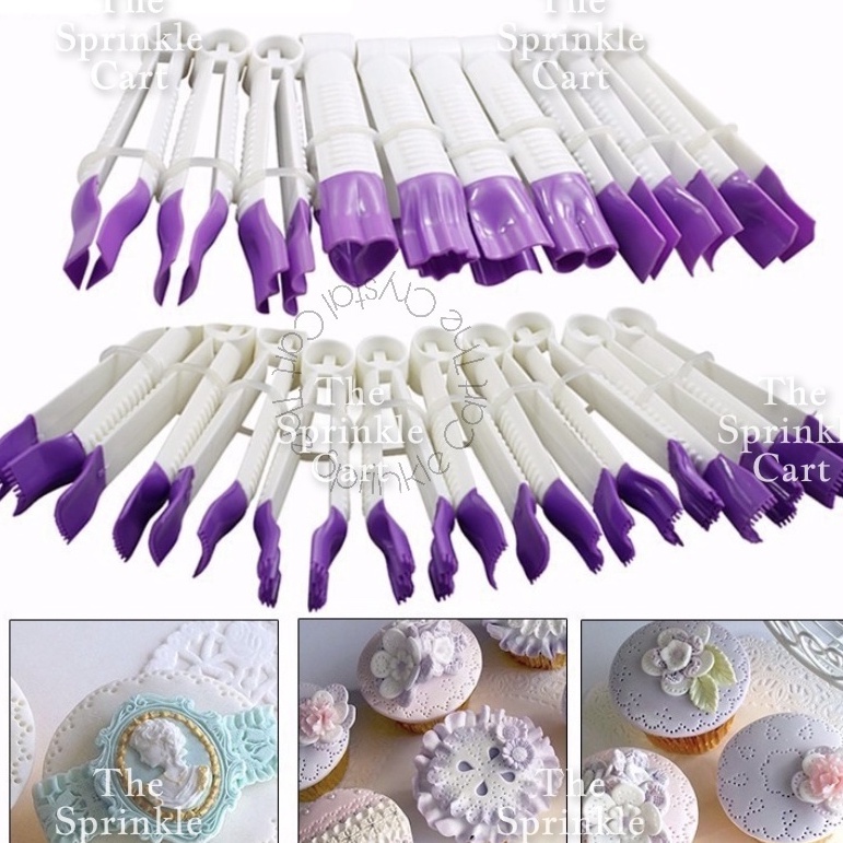 10pcs Plastic Tweezers Cake Lace Clip Engraving Fondant Biscuit Cutter ...