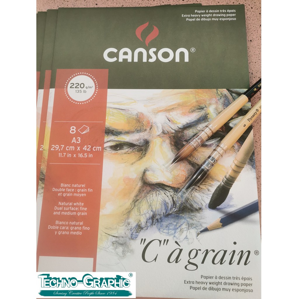 CANSON "C" A GRAIN EXTRA HEAVY WEIGHT DRAWING PAPER 29.7X42cm 220gsm (8 ...