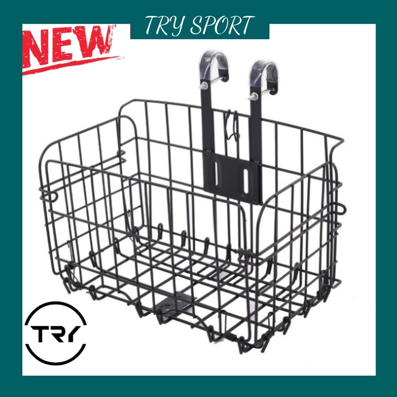 TRY Folding Rear Bike Basket Wire Mesh Fold-Up Detchable Front Bag Rear ...