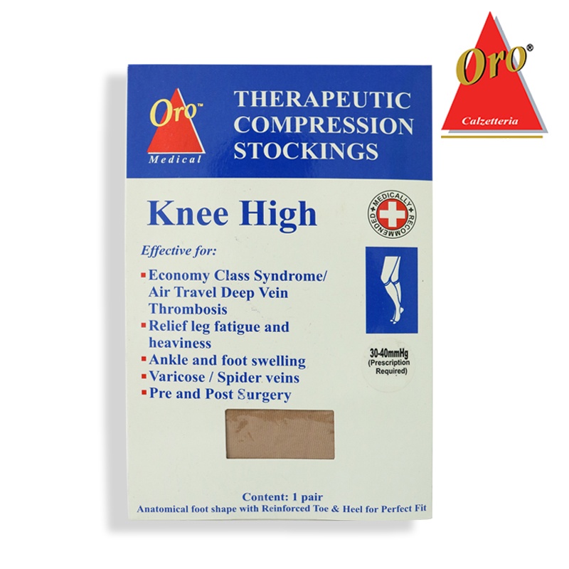 Oro Therapeutic Compression Knee High Stockings 30-40mmHg (Prescription ...