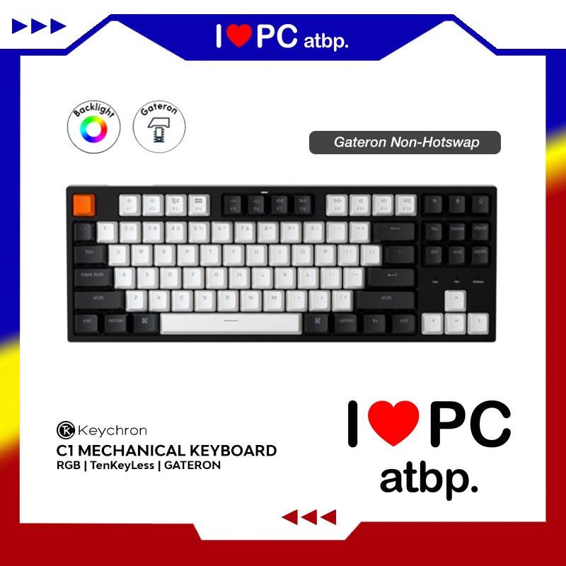 Keychron C1 Wired Mechanical Keyboard (TenKeyLess Layout, RGB, Gateron ...