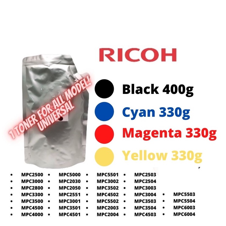 Ricoh Premium Semi-Chemical Toner MPC2503 MPC3003 MPC3503 MPC5503 MPC6003 MPC2800 MPC4000 ...