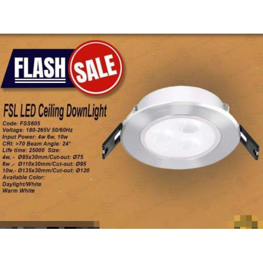 FSL LED Ceiling Downlight 4w,6w,10w (Daylight White) | Shopee Philippines