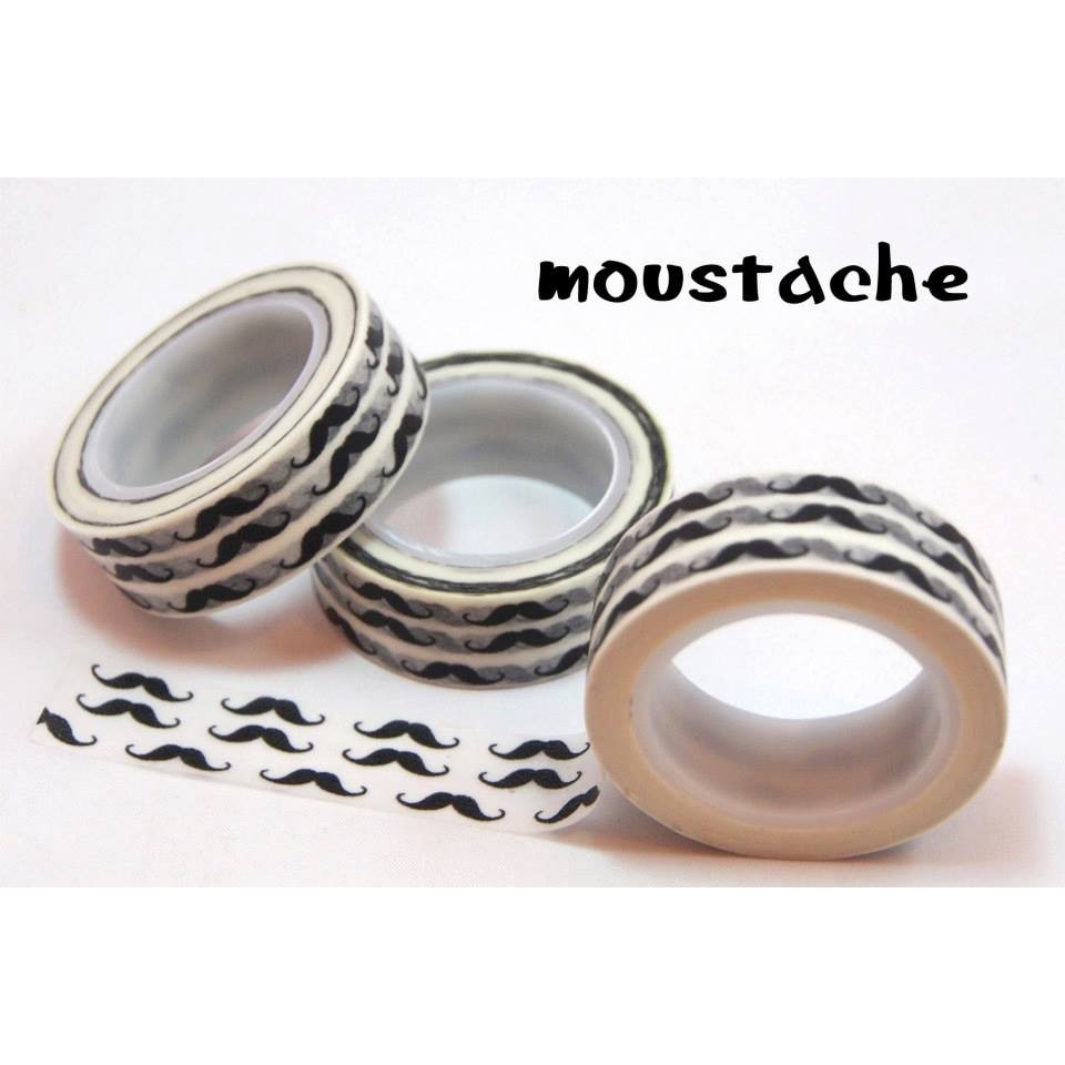 Chugoku Washi Tape - 15mm - Moustache Mustache #1 - Gentleman Hat Dandy ...