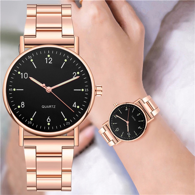 Fashion Women Versatile Watch Big Number Dial Stainless Steel Band ...