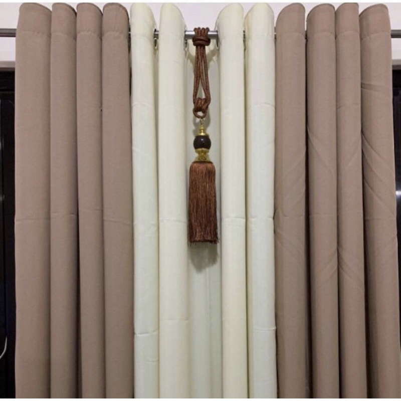 Onhand Mocha Curtain Plain 7ft- 10ft height 5ft width Aesthetic For ...