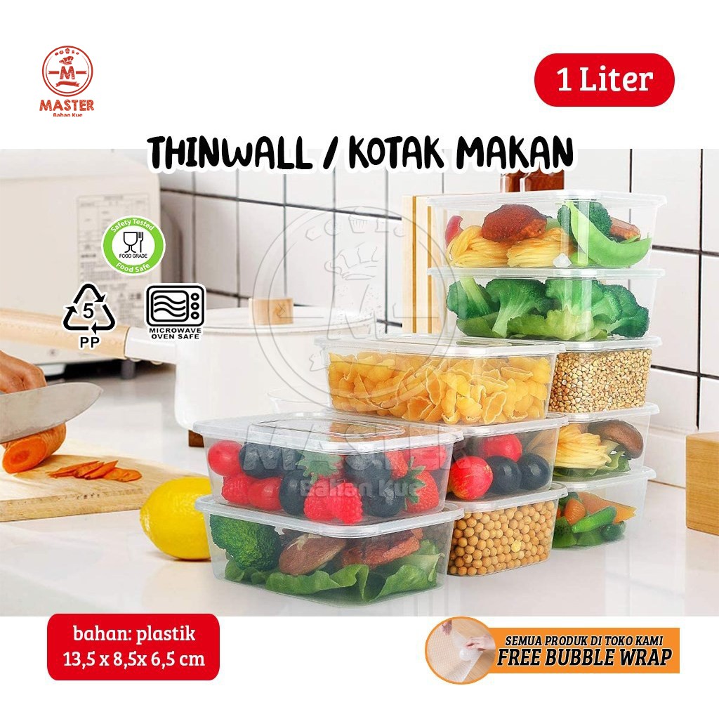 Thinwall 1 Liter / Transparent Lunch Box [per 5 pcs] | Shopee Philippines