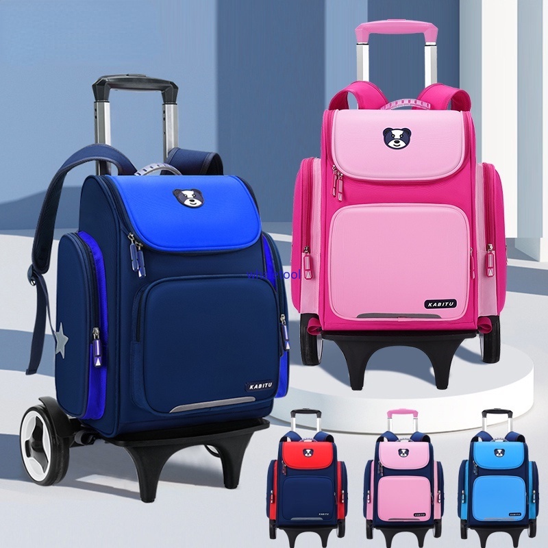 Waterproof Trolley School Bag Beg Sekolah Roda Beroda 2 or 6 Wheel Big ...