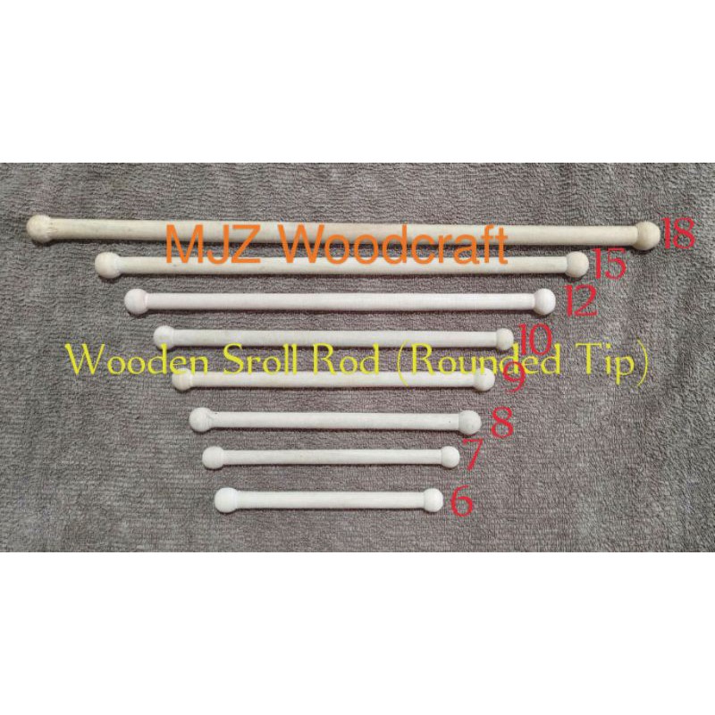 Wooden Scroll Rod ( Rounded Tip ) 10" ( 60pcs ) | Shopee Philippines