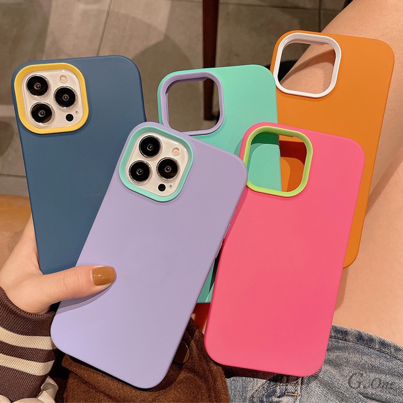3 In 1 Soft Liquid Silicone Color Case Compatible For iPhone 11 12 13 ...