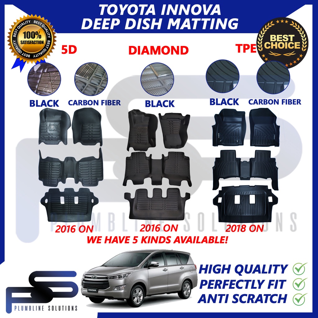 5D / 5D Diamond / TPE Deep Dish Matting Toyota Innova 2005 - Onwards ...