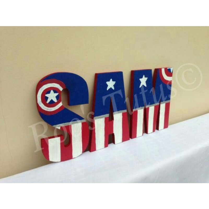 Captain America Theme Letter standee 6 inches painted price is per ...