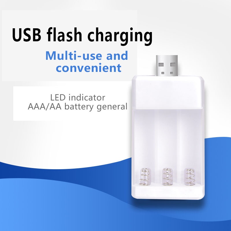 USB Straight Plug 3Slot AAA Battery Charger No. AA 2V three-seater ...