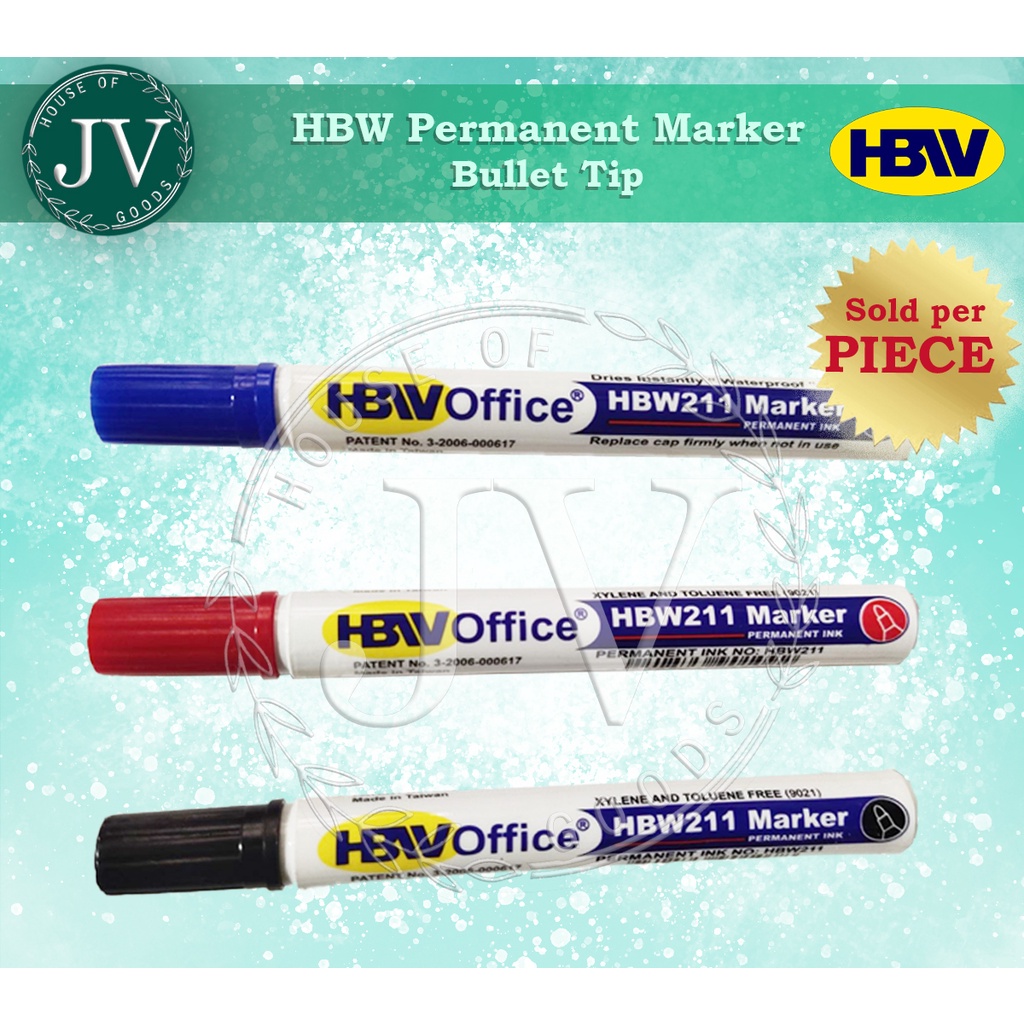 HBW Office 𝗣𝗲𝗿𝗺𝗮𝗻𝗲𝗻𝘁 Marker Black, Red and Blue 1pc | Shopee Philippines