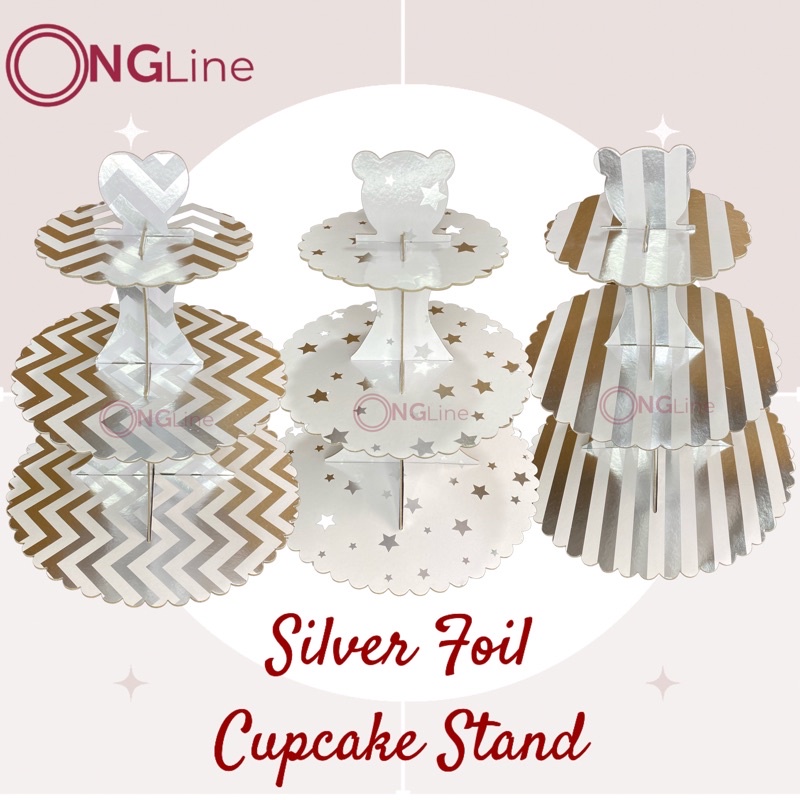 1 pc. | 3 Layer | Silver Foil Cupcake Stand | Shopee Philippines