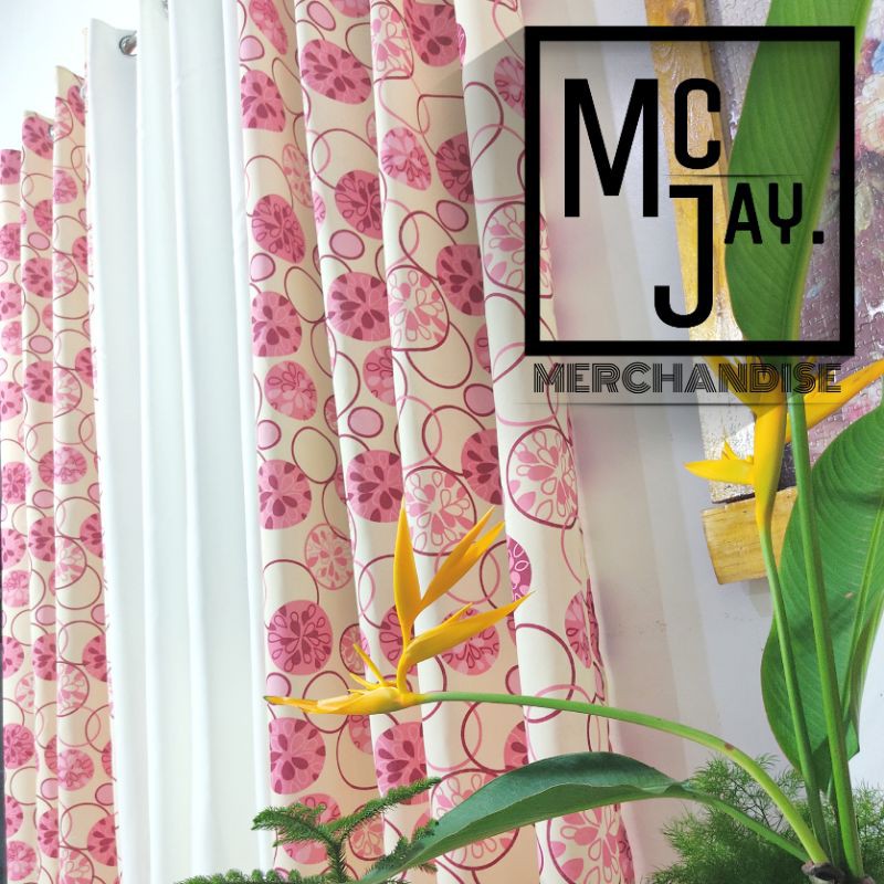 MCJAY - 3in1 Polca Dots Print Ring Curtain Set (6ft/7ft) - Sold per ...