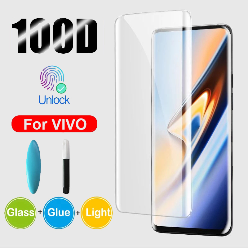 UV Liquid Curved Tempered Glass VIVO V60 V50 V50e V40e V40 V30e V30 V29 Lite V27 V25 S17 Y78 ...